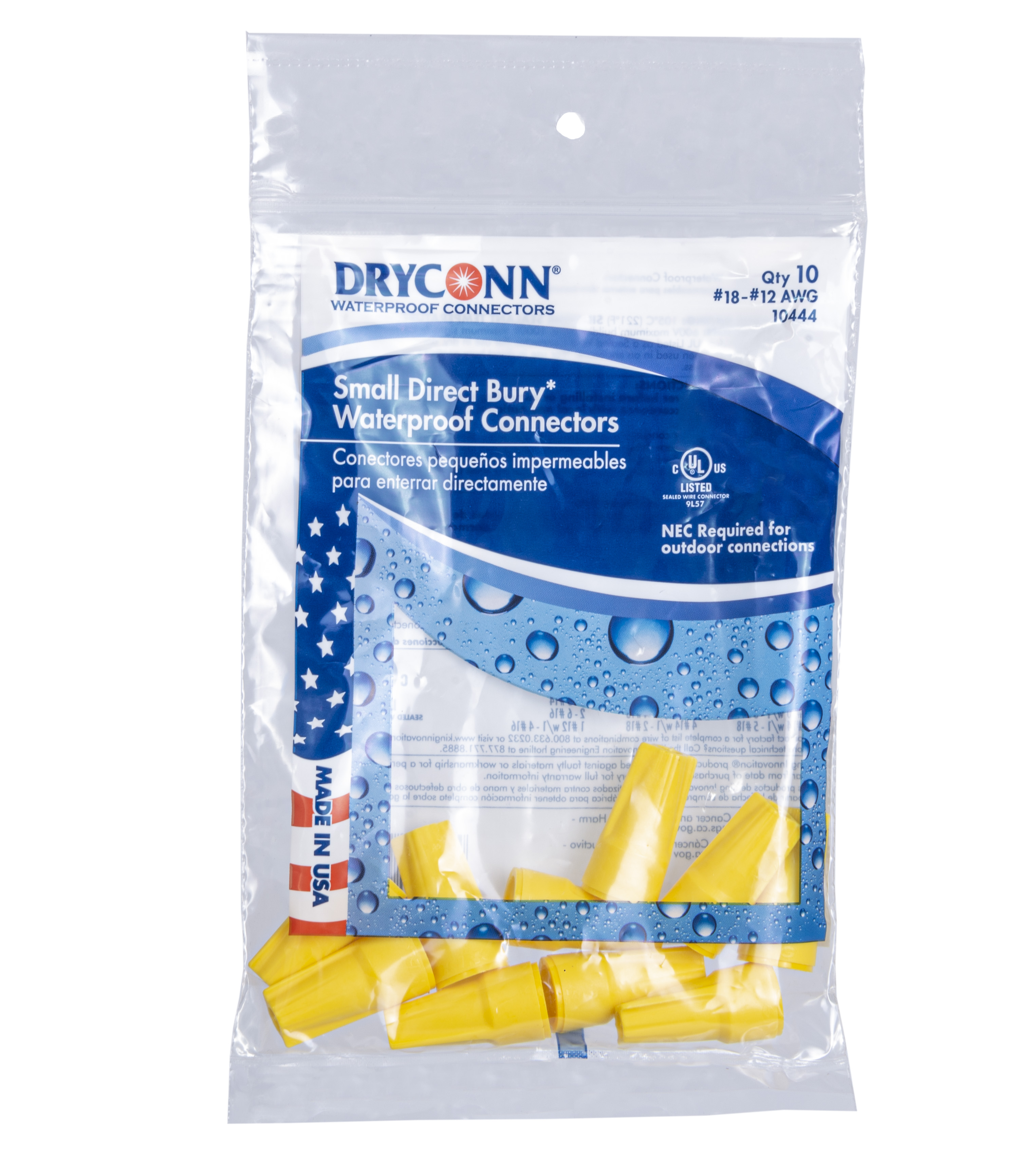 Large Yellow/Yellow Direct Bury Wire Connectors (10 pc bag)